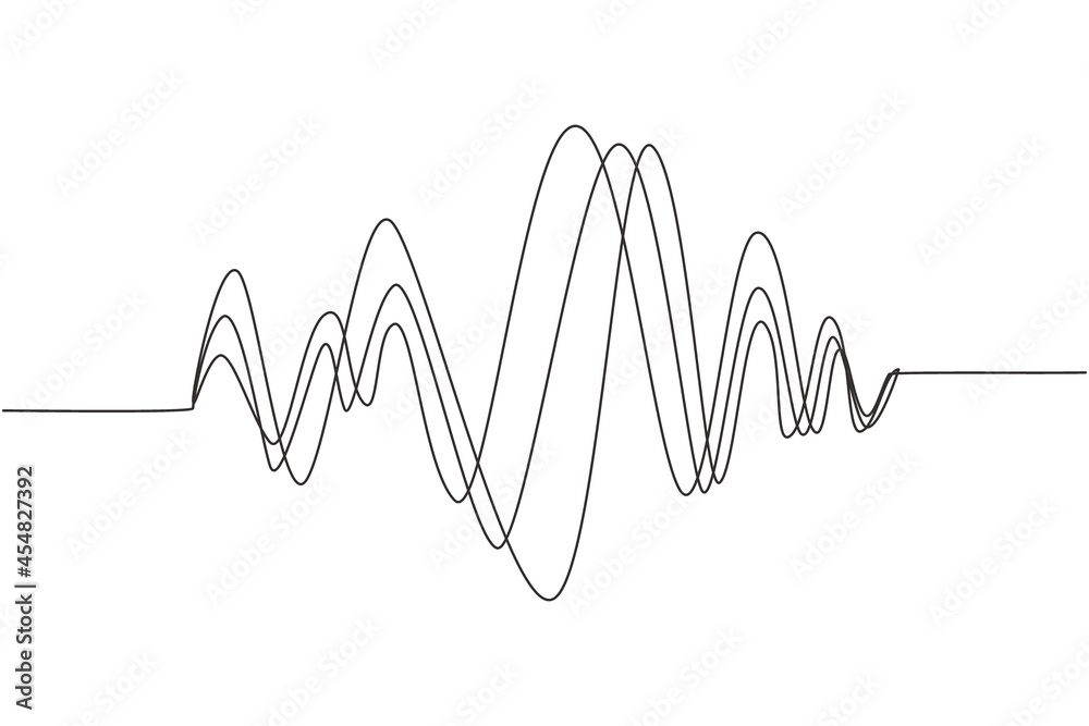 Continuous one line drawing sound waves. Audio Player. Audio equalizer ...