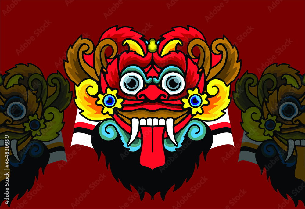Balinese design, with the traditional Balinese Barong mask as the main ...