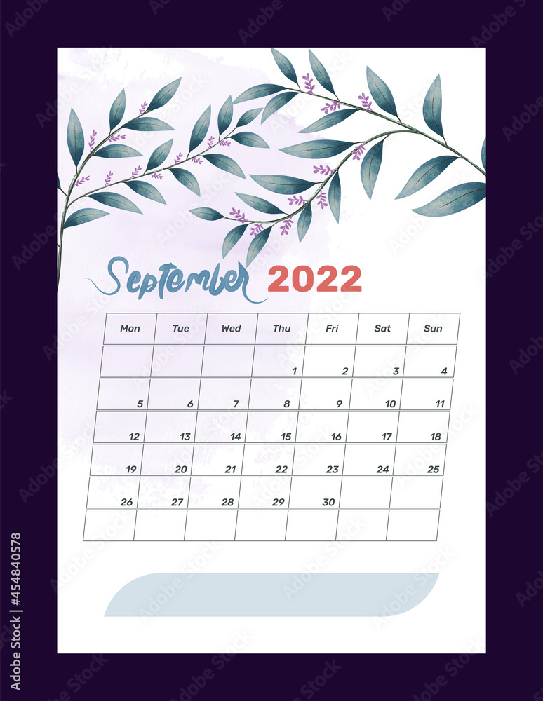 Beautiful Watercolor Floral 2022 Calendar Design Template for Print and ...