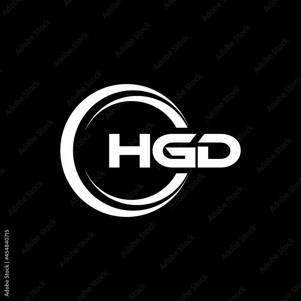 HGD letter logo design with black background in illustrator, vector ...