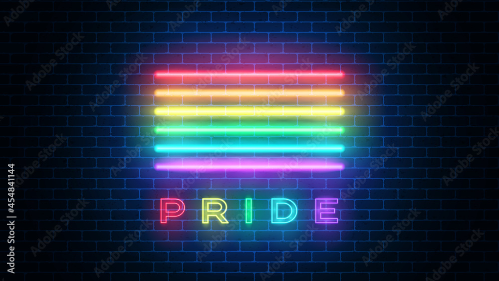 LGBT colors neon sign. Gay Pride neon logo. Vector illustration. Stock ...