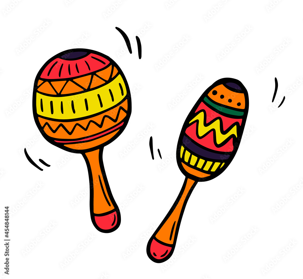 Maracas. Coloring page, Coloring book. Contour. Percussion musical ...