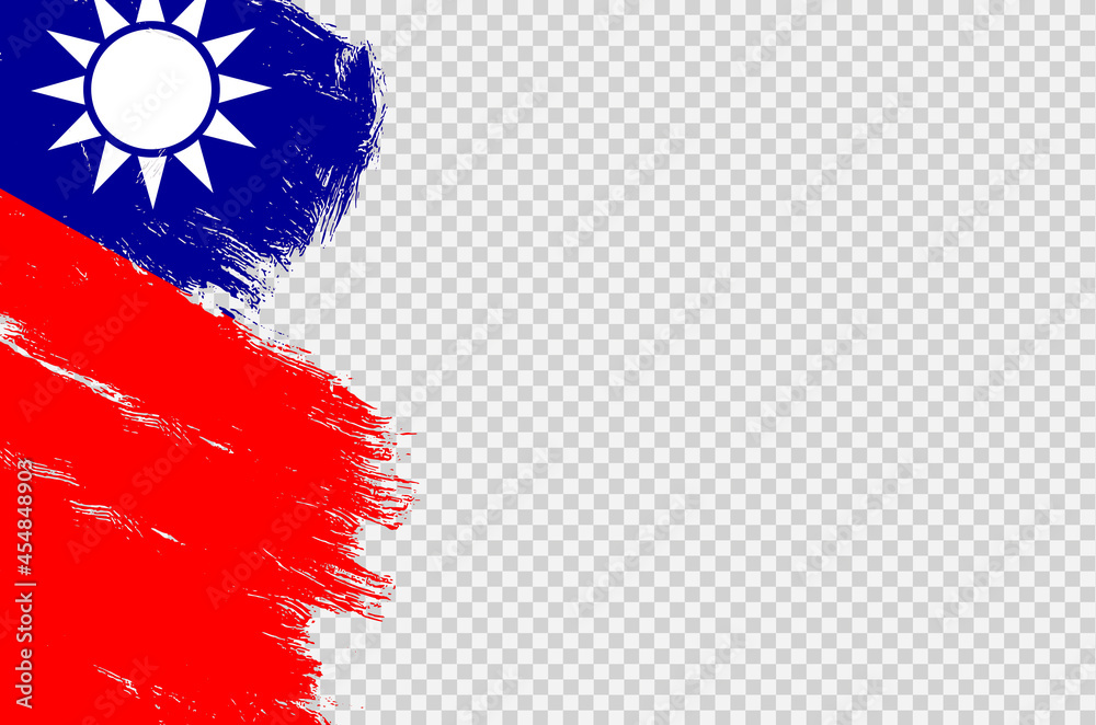 Taiwan flag with brush paint textured isolated on png or transparent ...