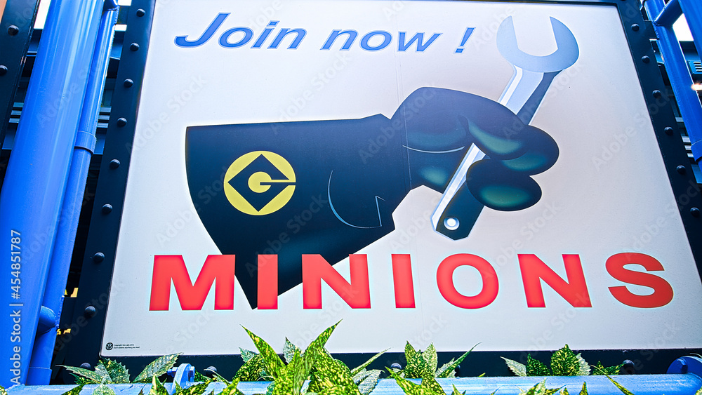 OSAKA, JAPAN - June 17, 2020 : Various information of Happy Minions ...