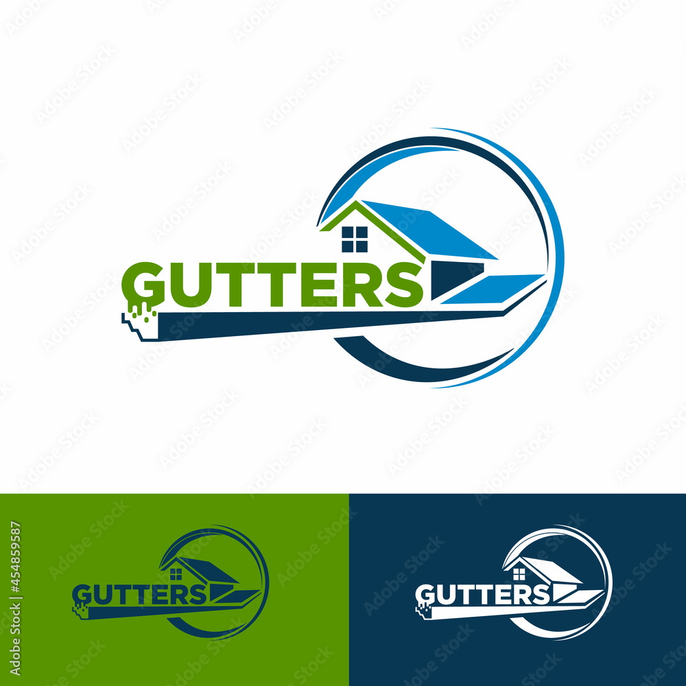house roof gutter logo design. home exterior pipe installation vector ...
