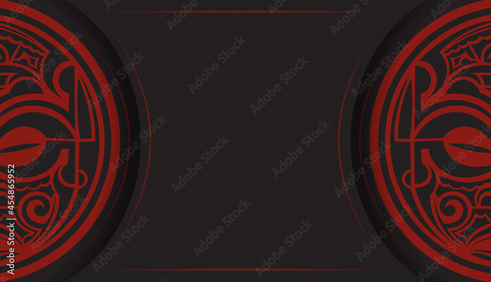 Vector Template for print design postcards BLACK colors with mask Maori ...