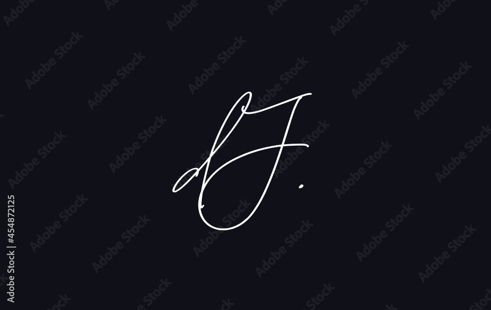 Stylish and elegant letter DJ with dark blue background signature logo ...