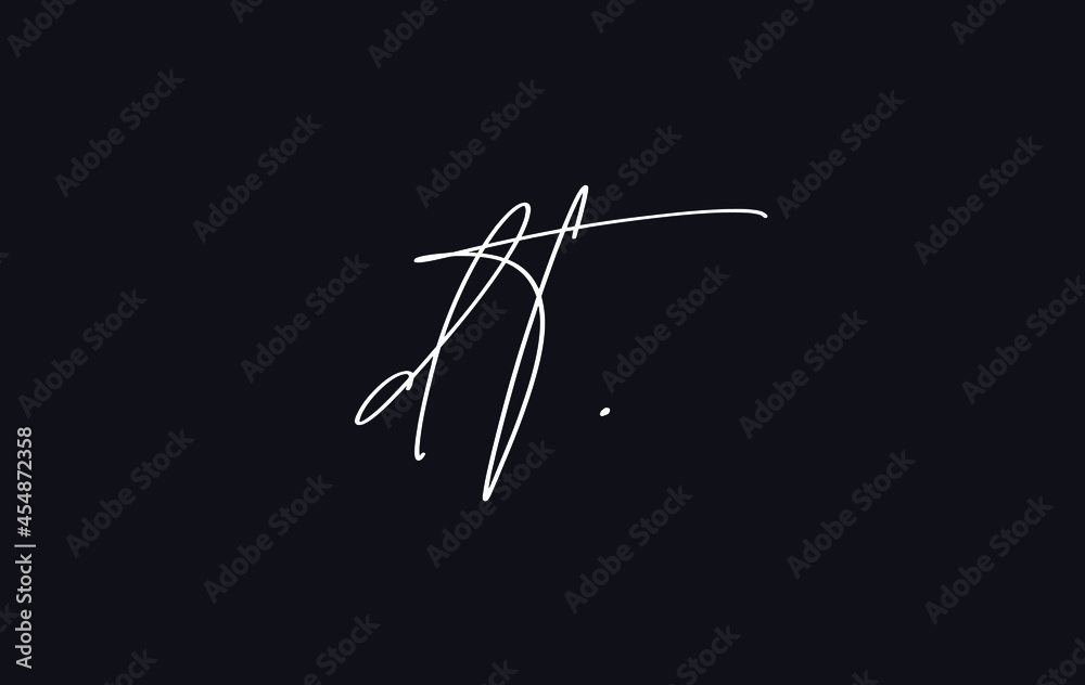 Stylish and elegant letter DT with dark blue background signature logo ...
