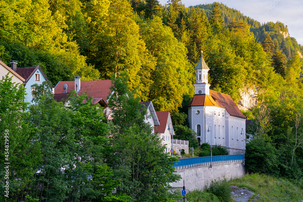 Füssen im Allgäu, Bayern, Bavarian, Neuschwanstein, Schloss, Lech ...