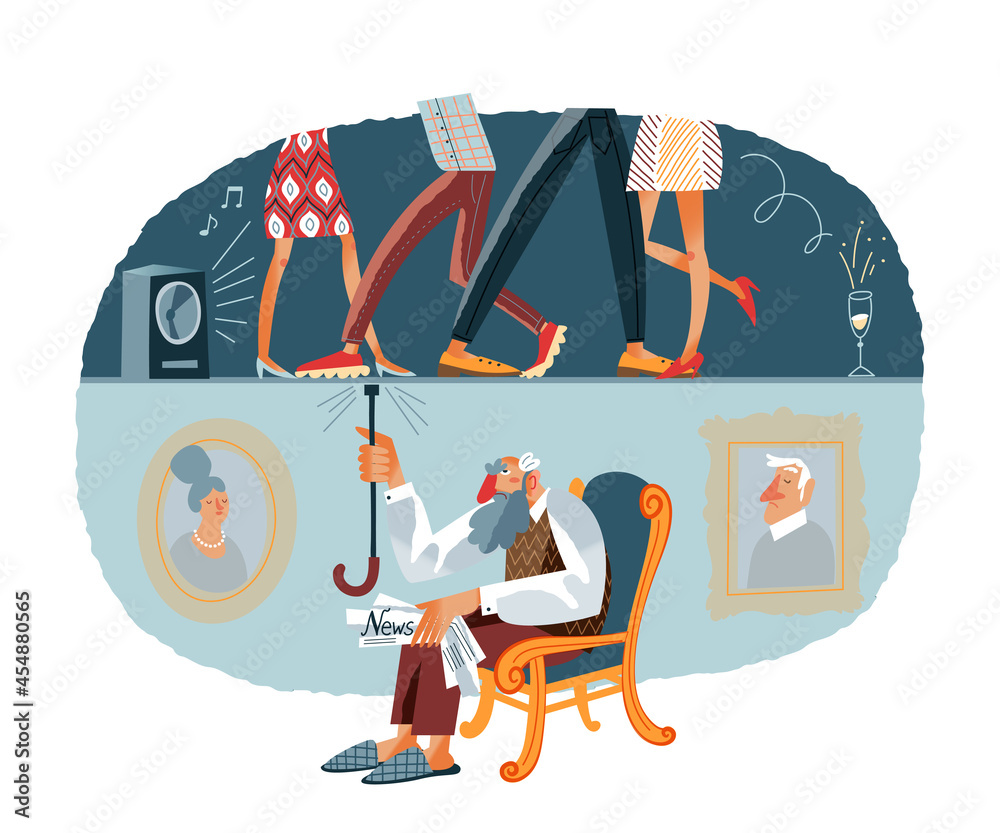 Loud noisy neighbours and old man distracted from reading. Problems in ...