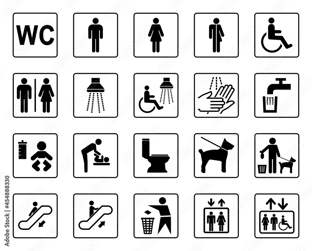 snvi47 SetNewVectorIllustration snvi - 20 modern wc icons . toilet ...