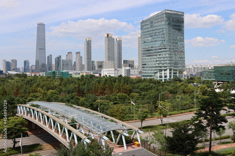 Songdo smart city view from Global Campus Prugio, Technopark, Incheon ...