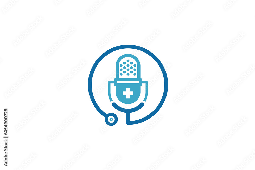 Medical podcast logo design. Stethoscope and microphone illustration ...