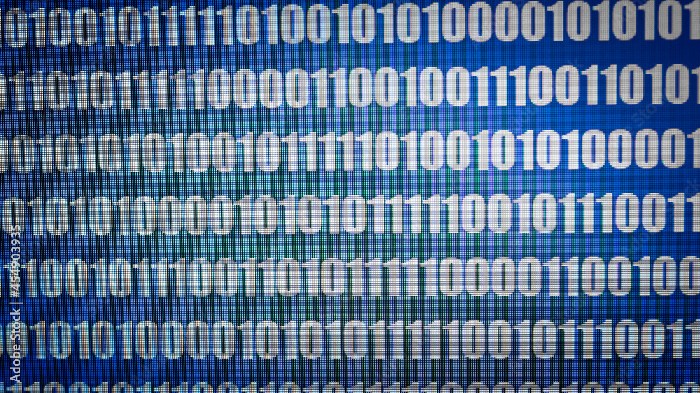 Abstract background of digital binary code of DEFI software. Crypto ...