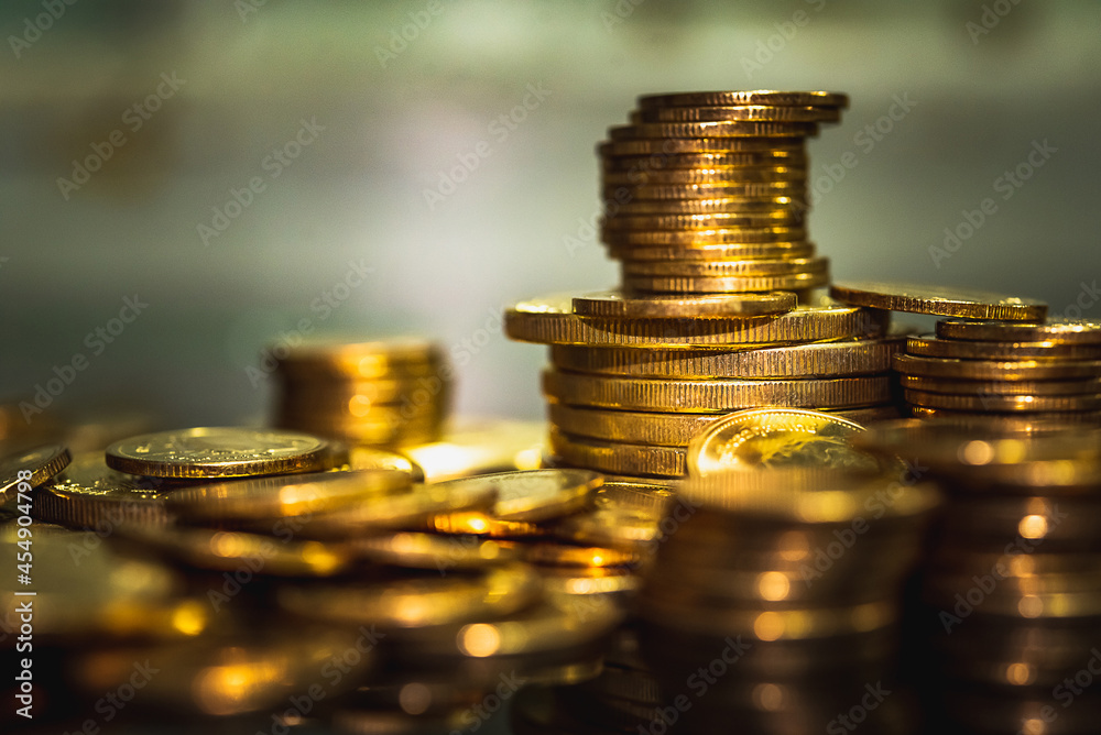 Gold coins stacks is representing riches and wealth management. Coin ...