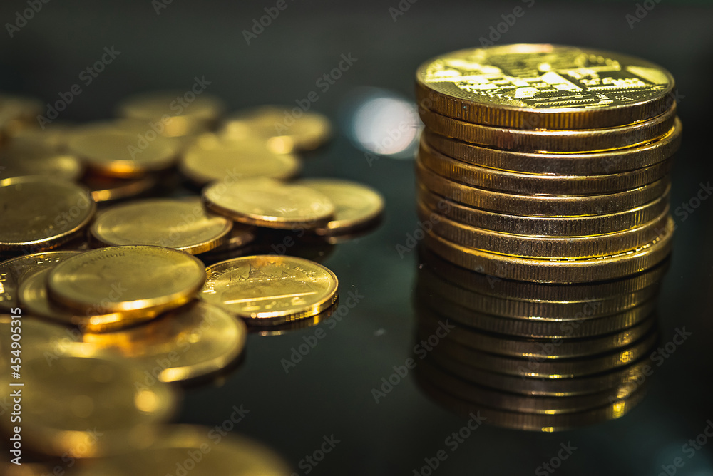 Gold coins stacks is representing riches and wealth management. Coin ...