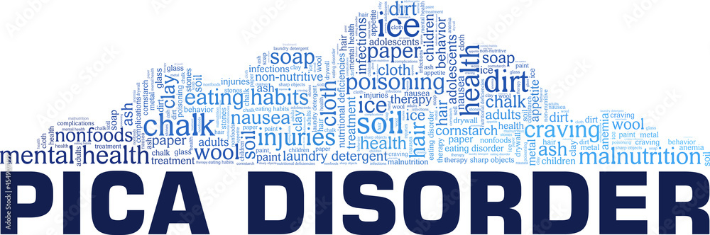 Pica disorder vector illustration word cloud isolated on a white ...