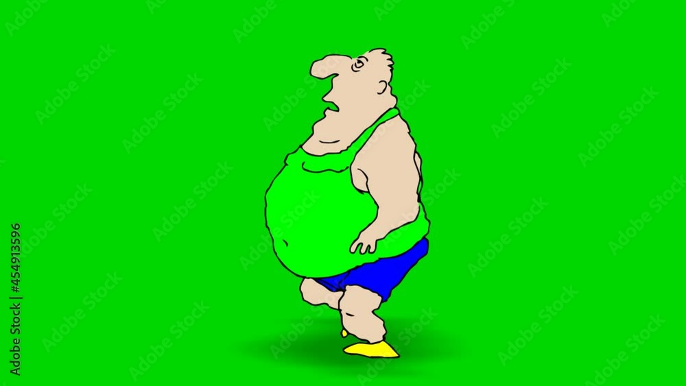 Fat Man Running Cartoon