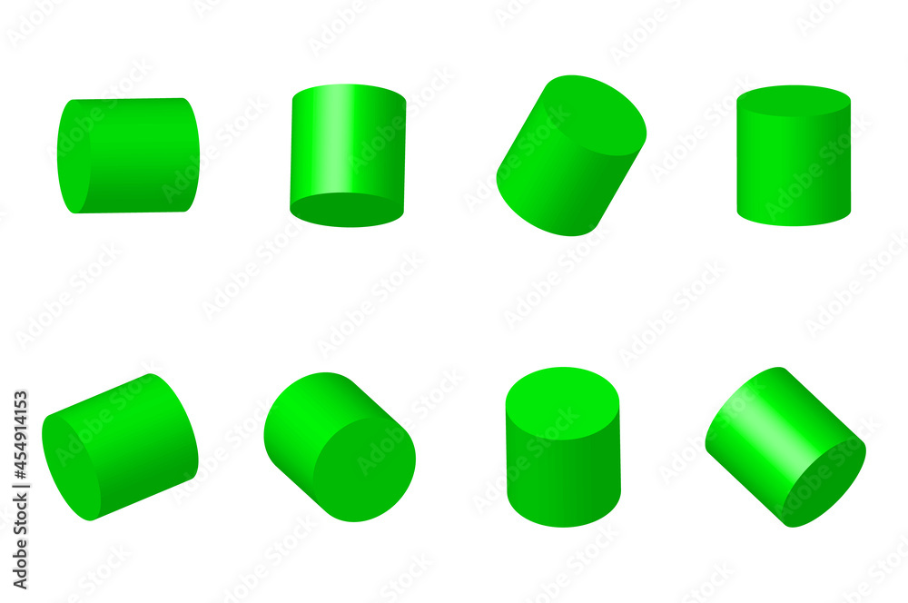 Realistic 3D color basic shapes. Solid colored geometric forms ...