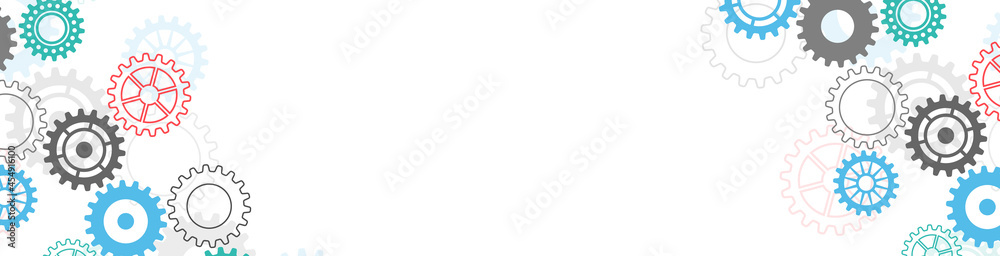 Website header or banner design with cogs and gear wheel mechanisms ...