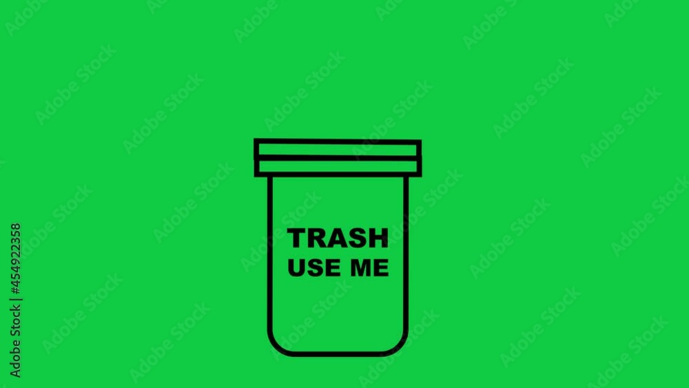 Trash animated cartoon icon on Green screen background - Trash use me ...