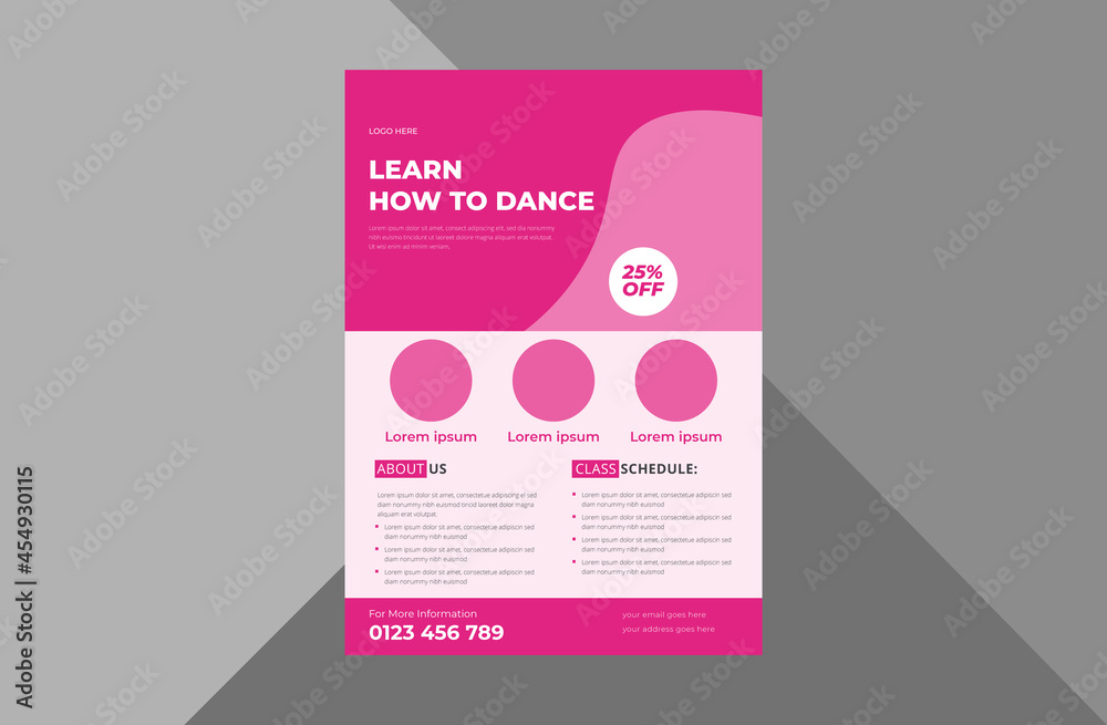 dance studio flyer design template. dance class poster leaflet design ...