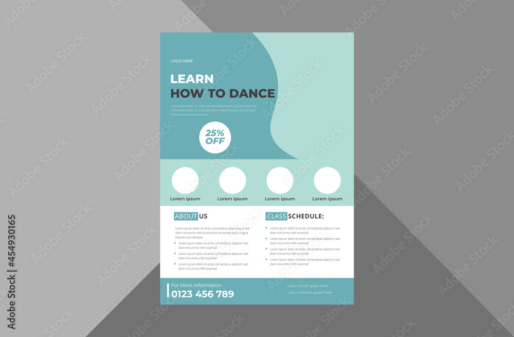 dance studio flyer design template. dance class poster leaflet design ...