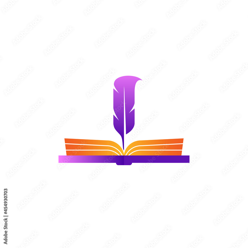 Book Feather Old Times Education Abstract Mark Pictorial Emblem Logo ...