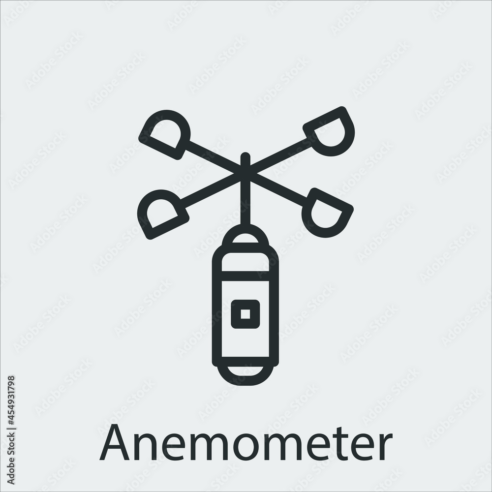 anemometer icon vector icon.Editable stroke.linear style sign for use ...