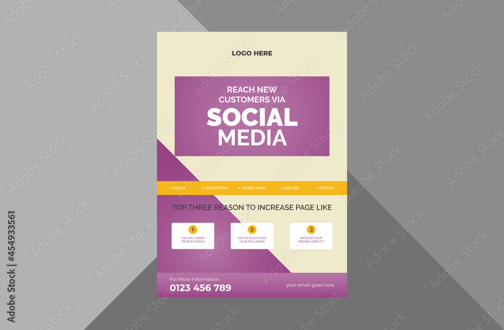 follow us on social media flyer design template. social media promotion ...