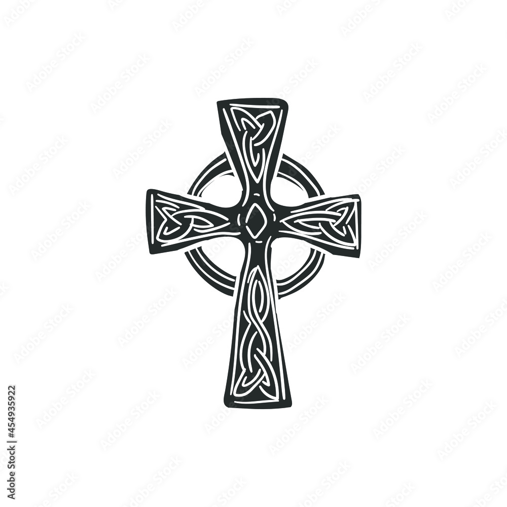Celtic Cross Icon Silhouette Illustration. Irish Culture Religion ...