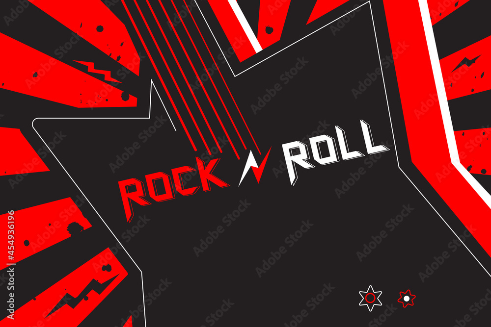 Vector illustration of rock and roll music background design template ...