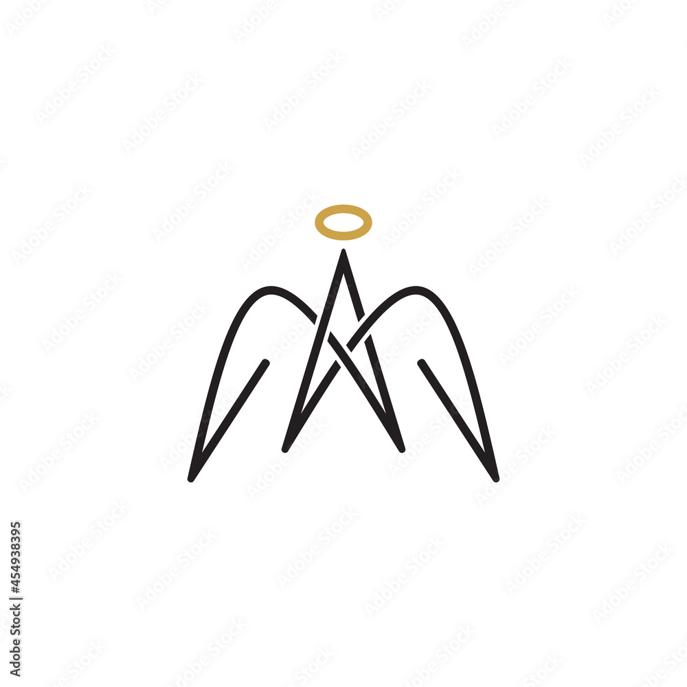 letter A for angel in line style logo design Stock Vector | Adobe Stock
