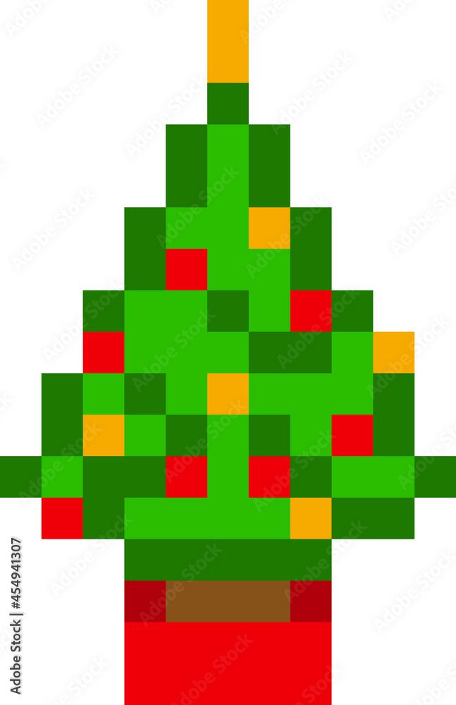 Cute pixel 8 bit gaming Christmas tree - vector, isolated Stock Vector ...