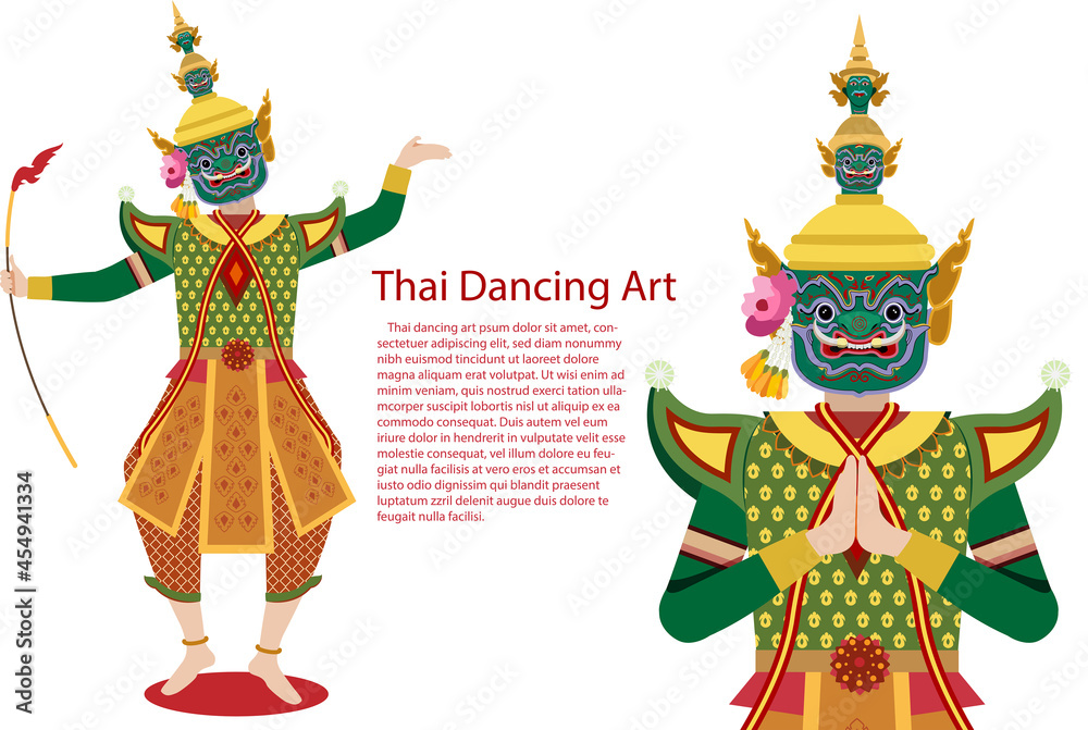 Tossakan or Ravana mask crown with dress in Ramakien or Ramayana ...