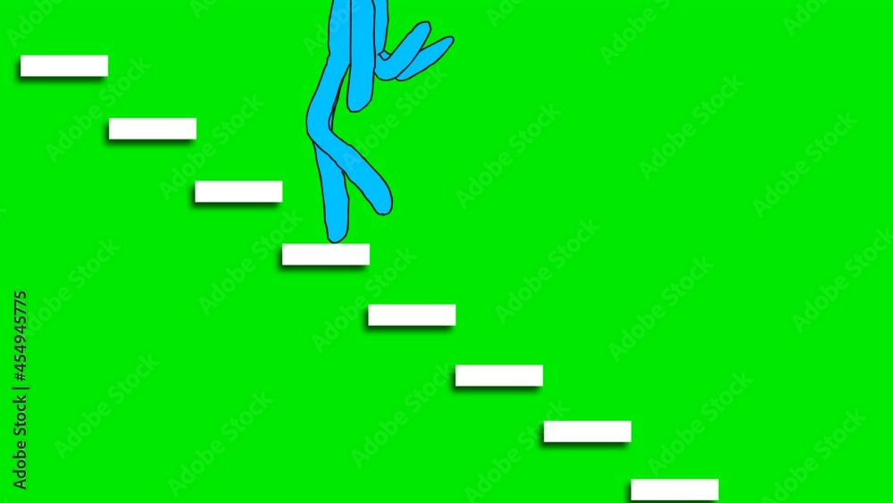 Cartoon hand climbing stairs. 2D cartoon animation.4K.Includes alpha ...