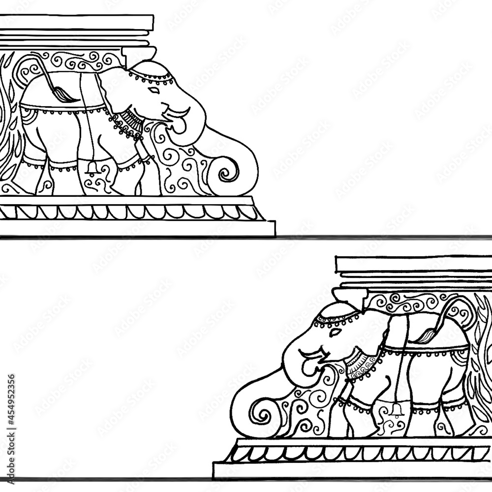 Indian Temple Aesthetics: Sketch of a Chola Style Architecture Pillar ...