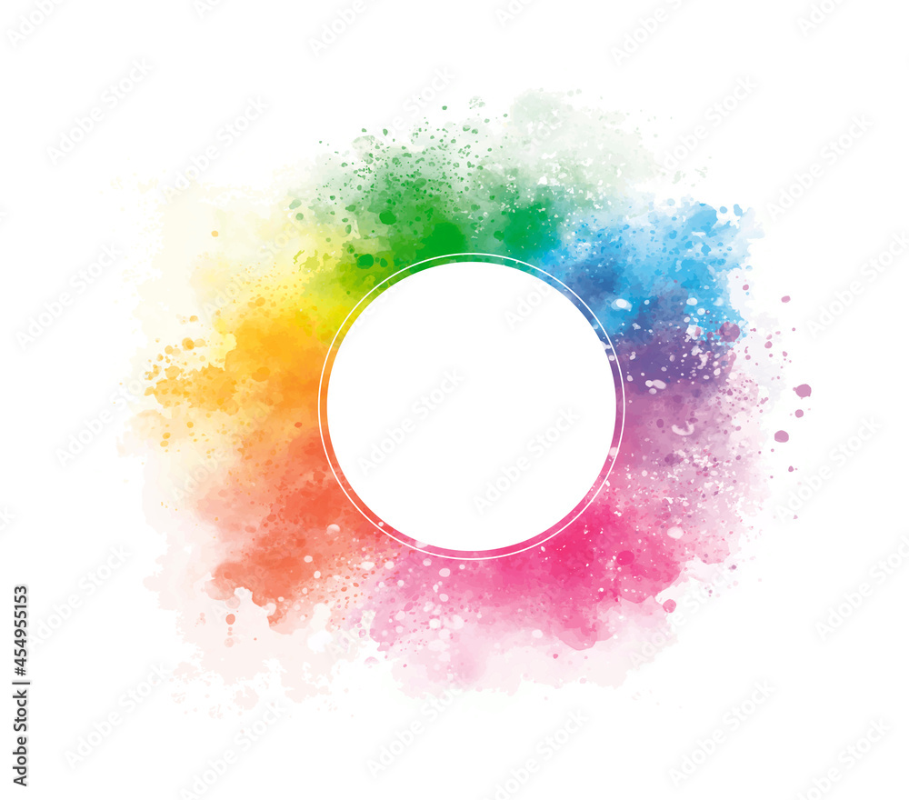 Colorful watercolor with blank circle on white background vector ...