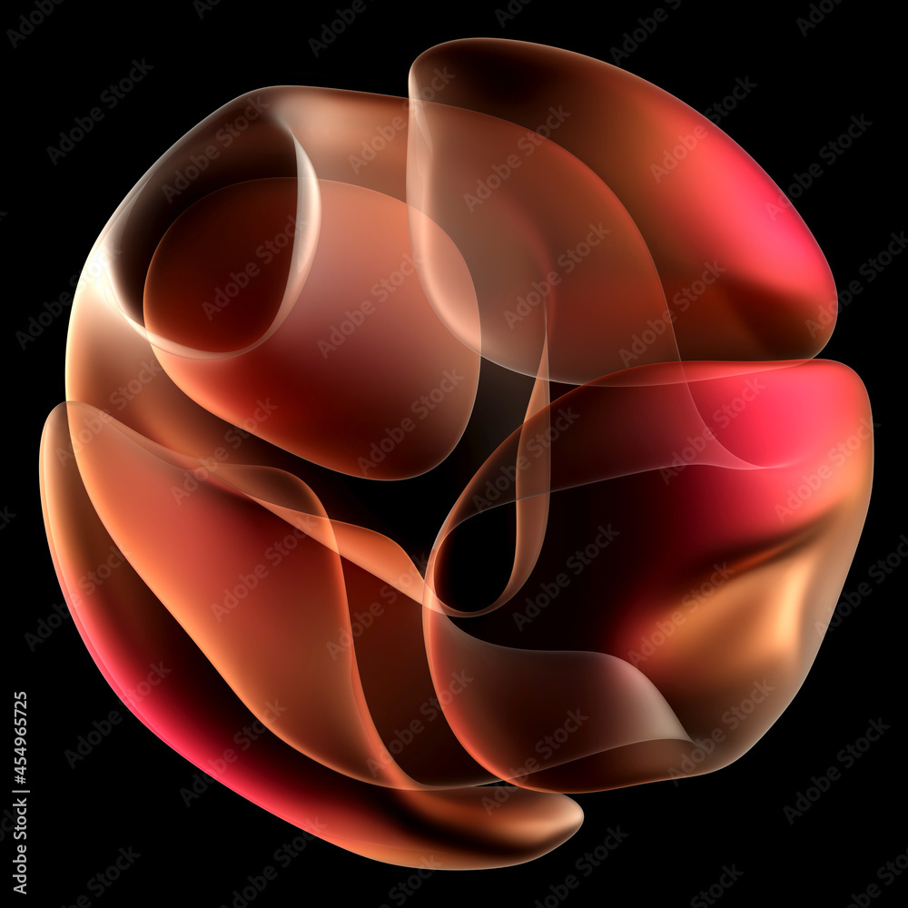3d render of abstract art of surreal alien ball flower in spherical ...