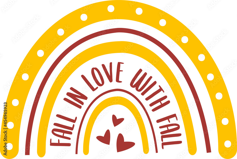 Fall in love with fall Svg. Autumn boho rainbow cut file. Vector ...