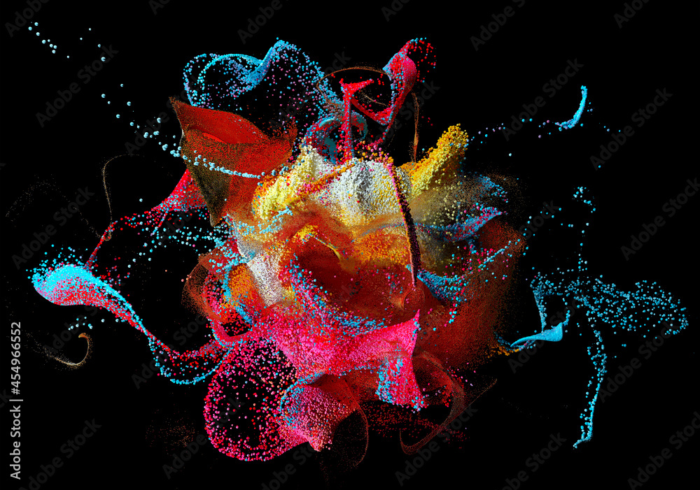 Ilustrace „3d render of abstract art with surreal explosion powder foam ...