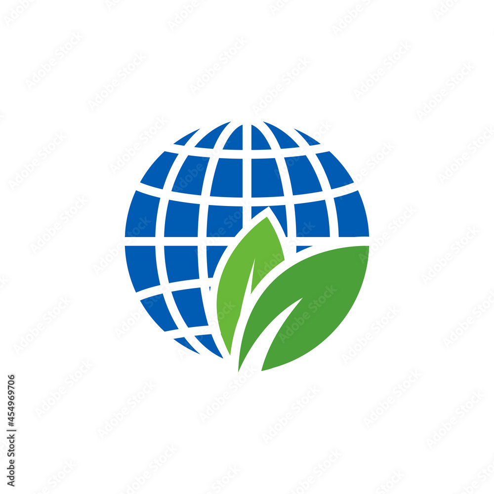 Blue World Logo With Leaves