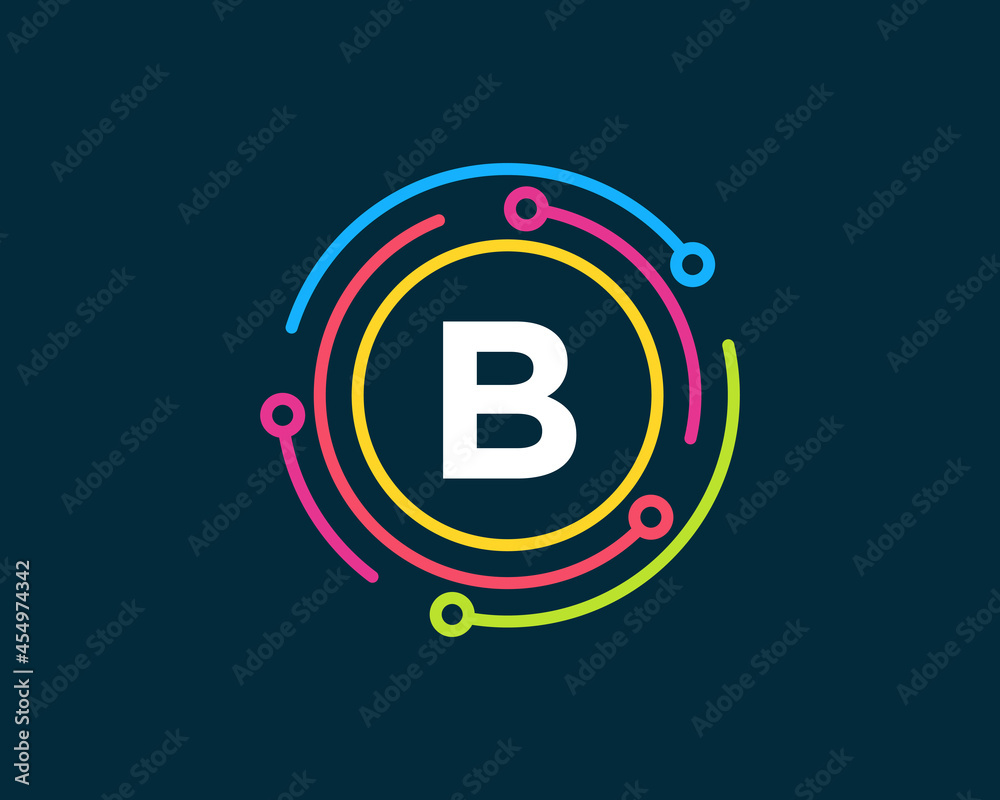 Technology logo design with B letter concept. Letter B technology logo ...