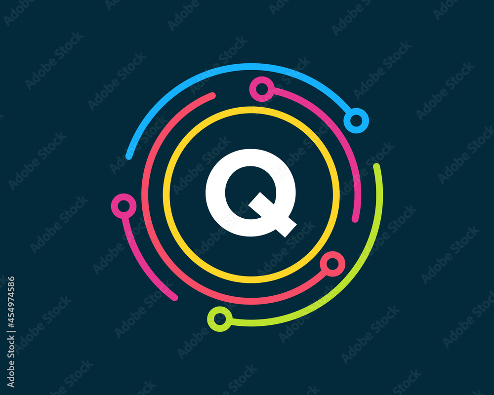 Technology logo design with Q letter concept. Letter Q technology logo ...