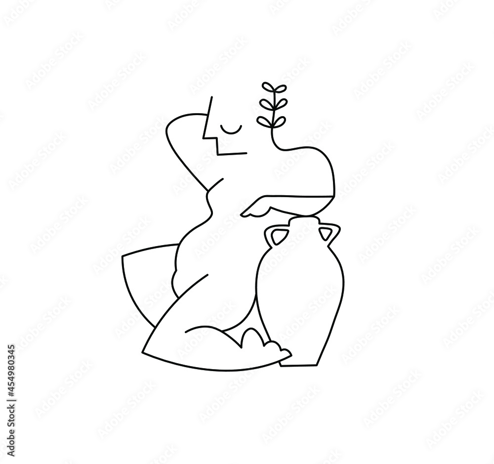 Vector isolated abstract man body ancient greece style line drawing ...