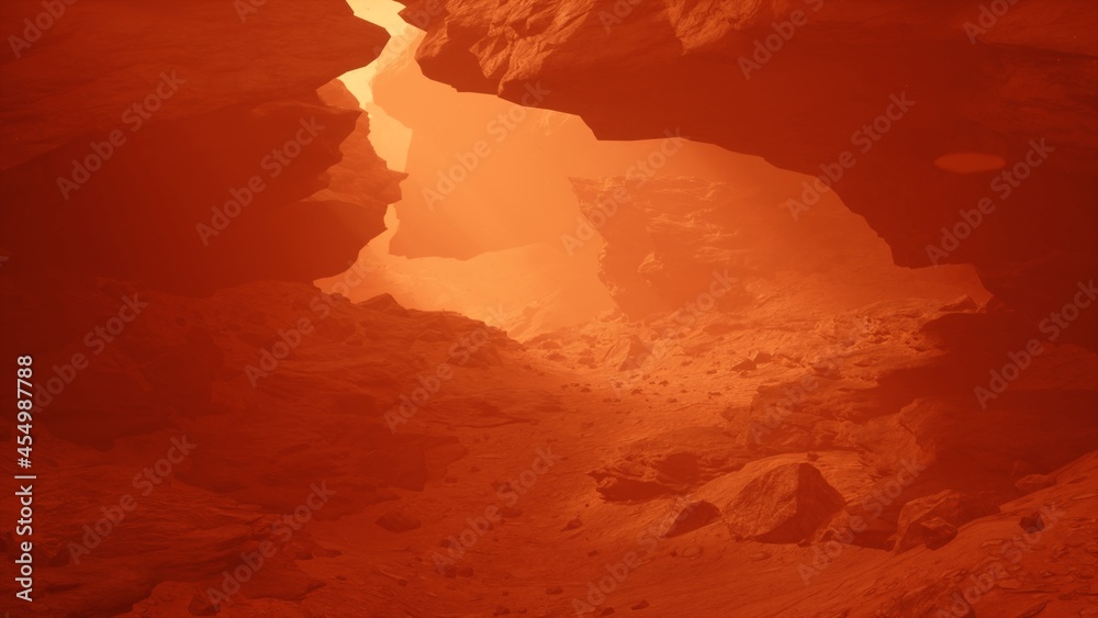The surface of the red planet Mars during a dusty sandstorm. Mars ...
