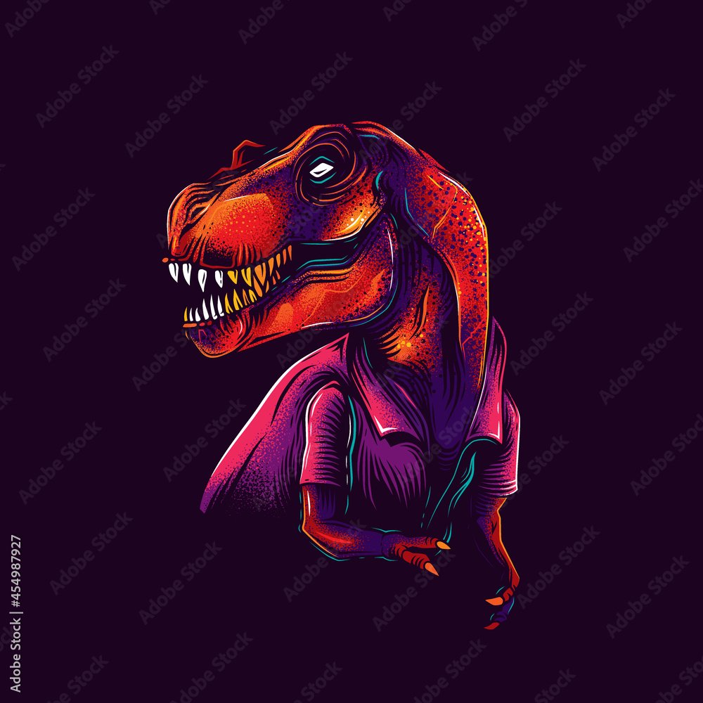 Original vector illustration of a tyrannosaurus rex in a vintage style ...