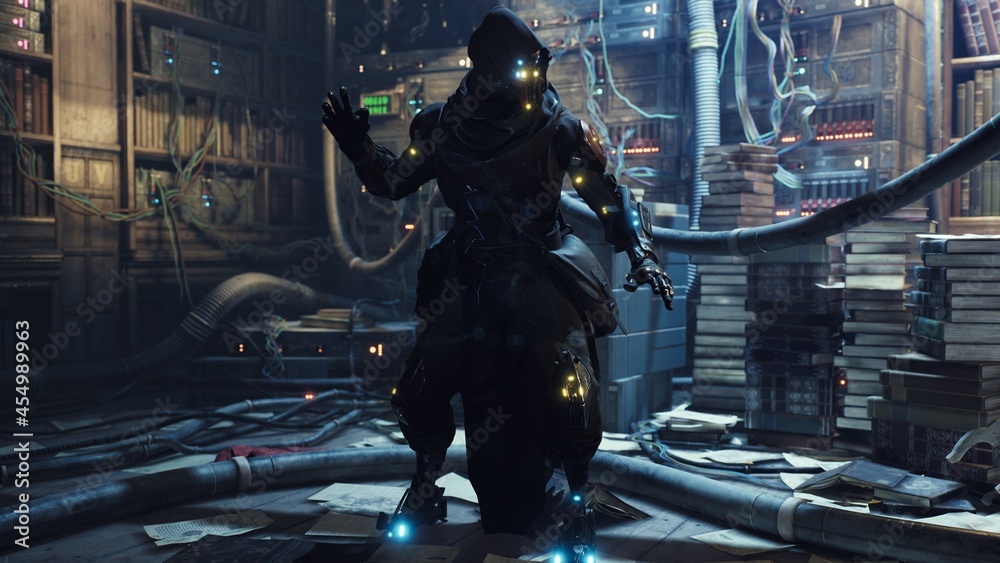 Cyber Monk practices cyber magic in his high-tech and futuristic ...