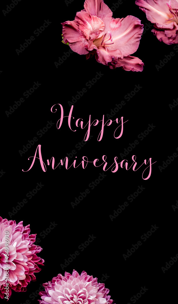 Beautiful Anniversary card design isolated on black background Stock ...