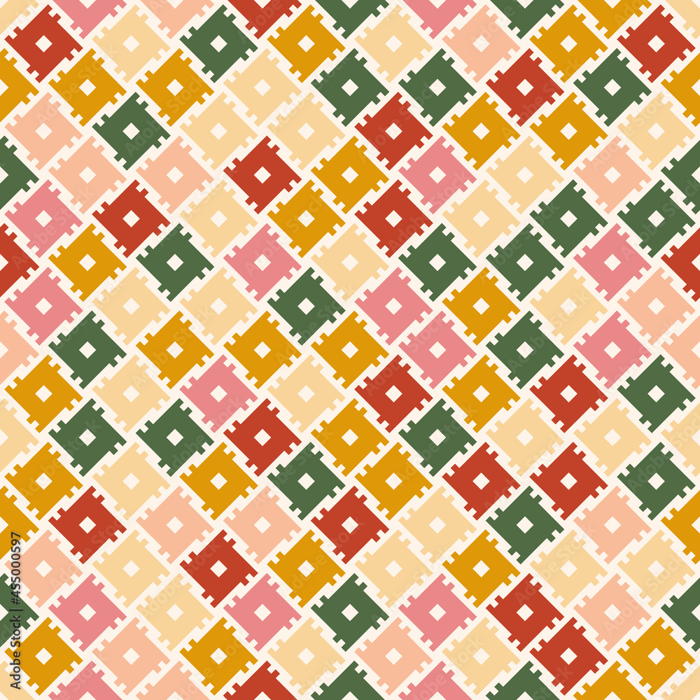 Colorful traditional ethnic pattern. Geometric tribal vintage square ...